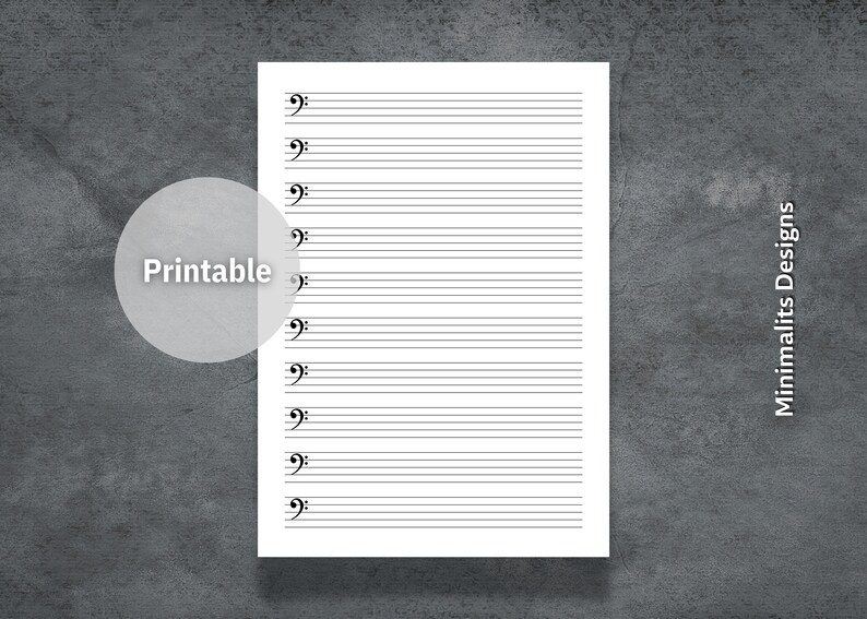 Bass Clef Sheet, Blank Music Bass Clef, Music Sheet, Printable Bass ...