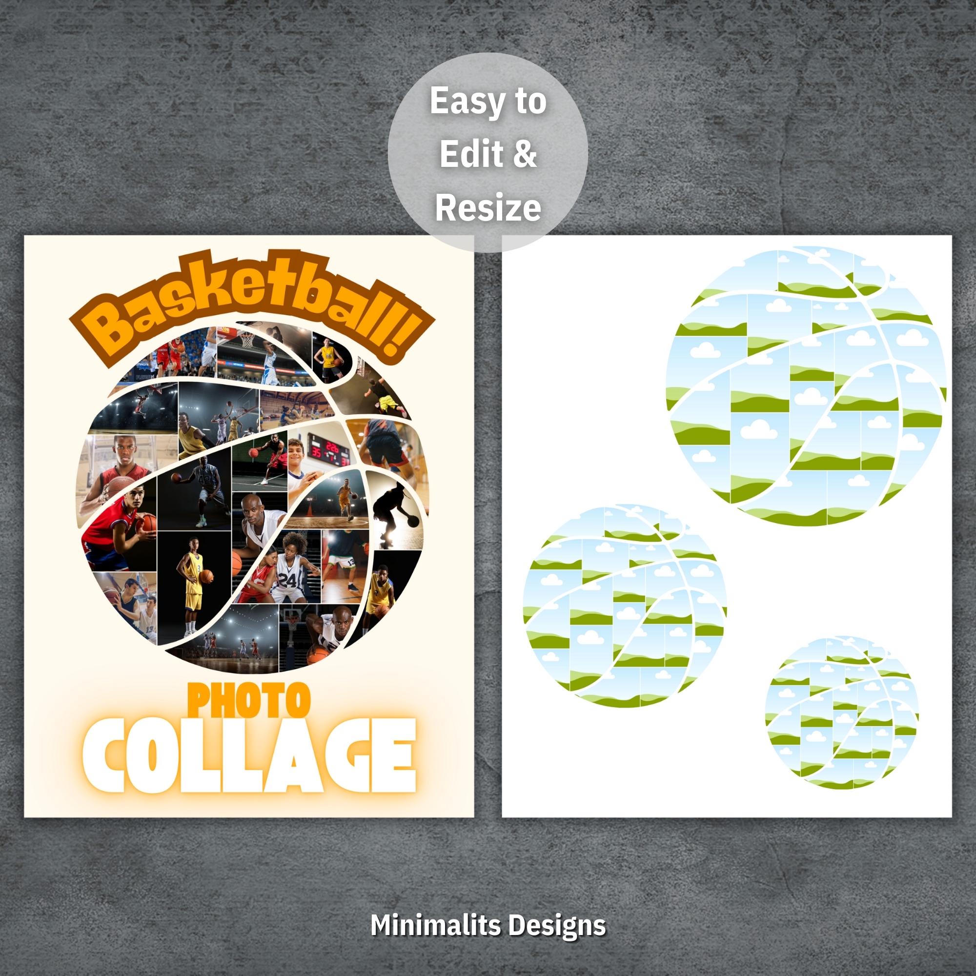 Basketball Photo Collage, Editable Canva Template, Basketball Canva ...