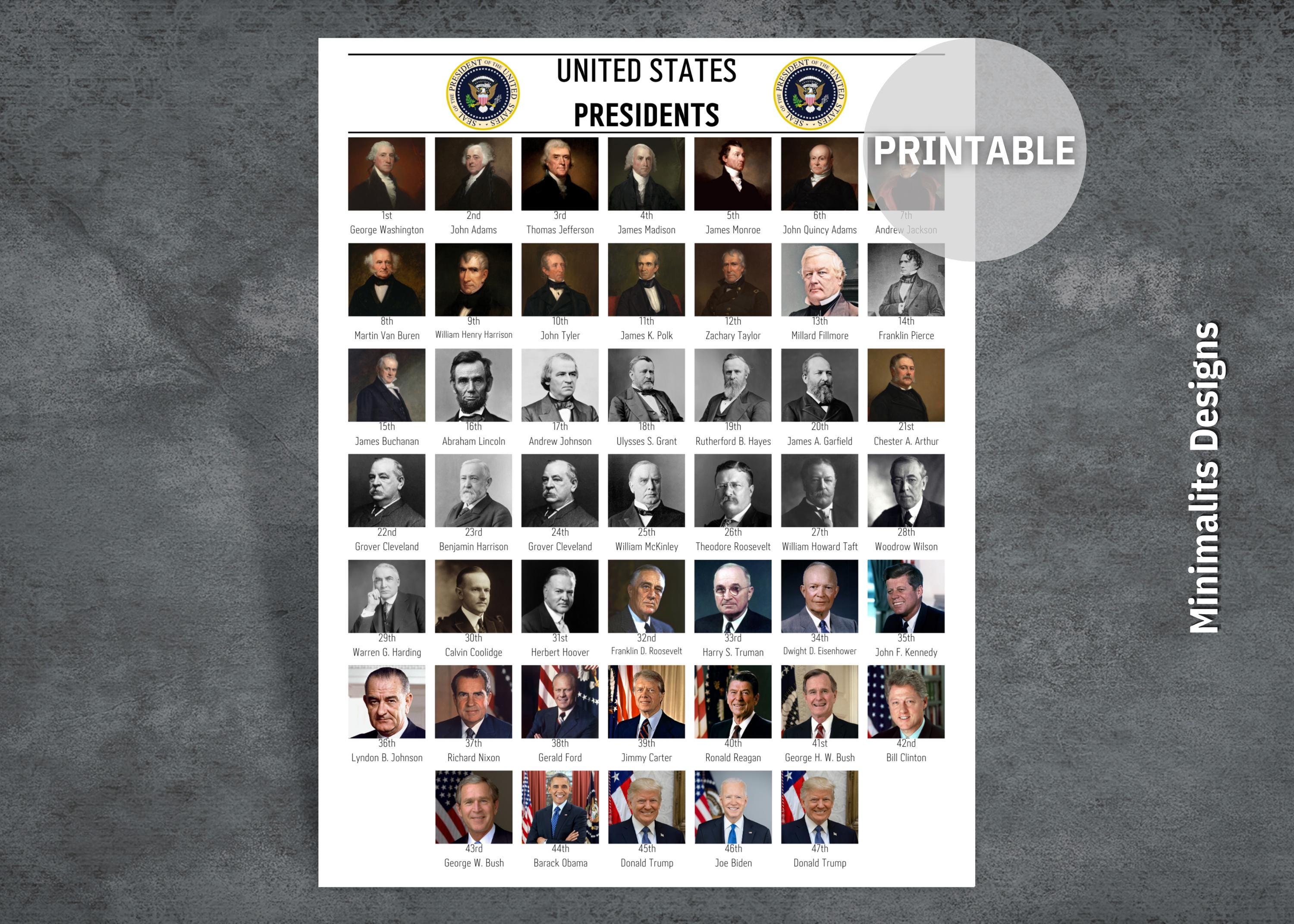 United States Presidents, Preschool Flashcards, Printable Montessori ...