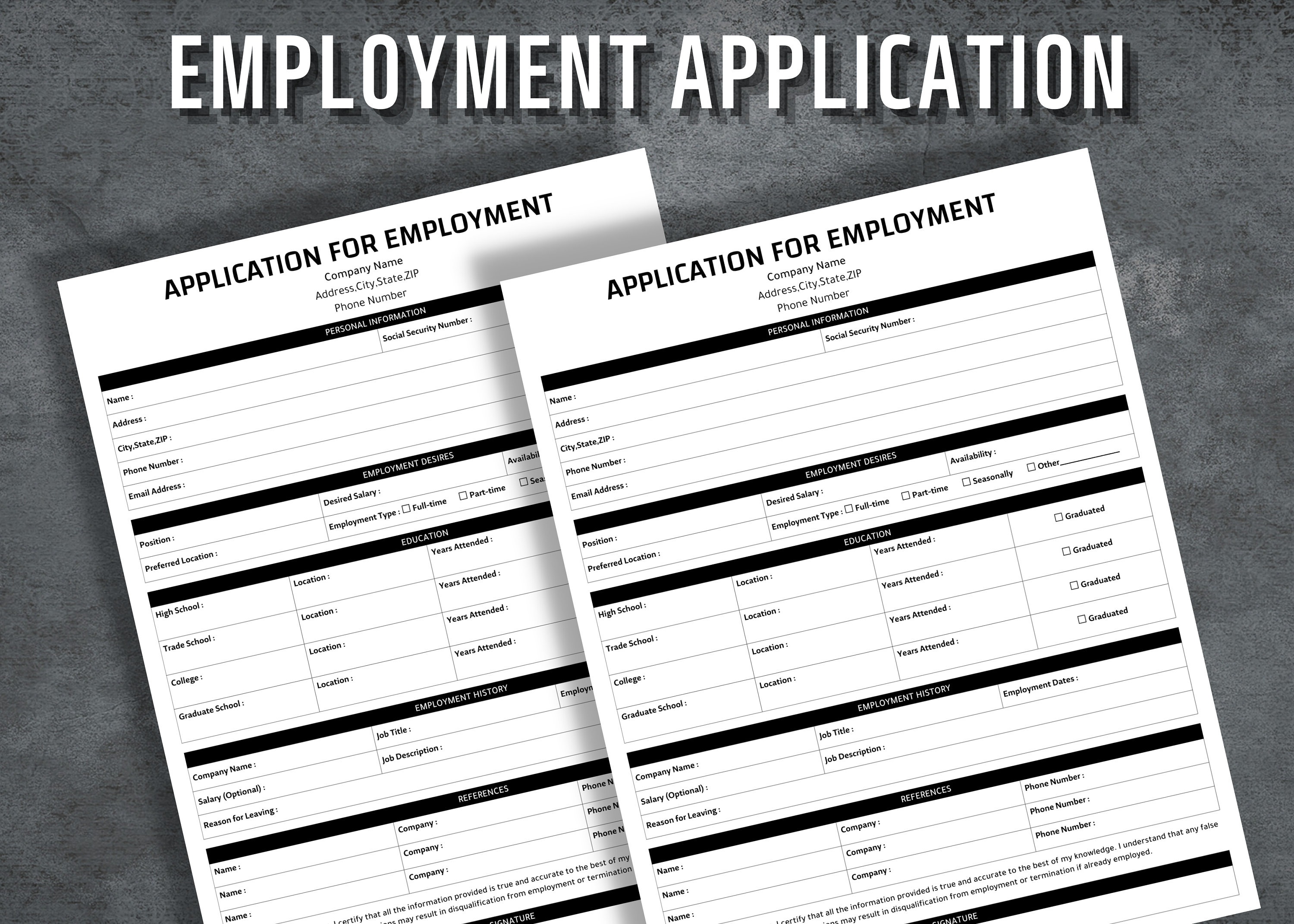 Employment Application, Application for Employment, Job Application ...