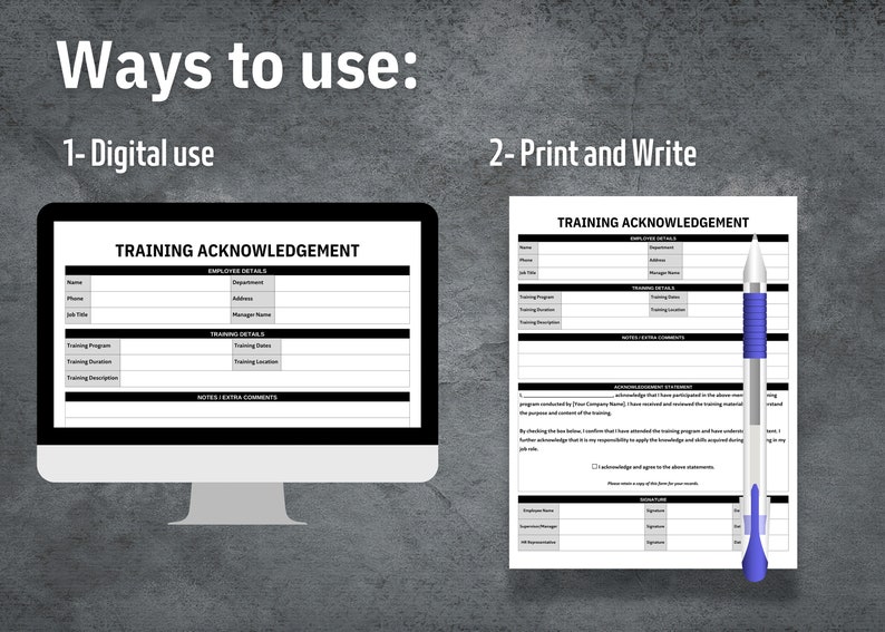 Training Acknowledgement Form, Printable Training Templates, HR ...