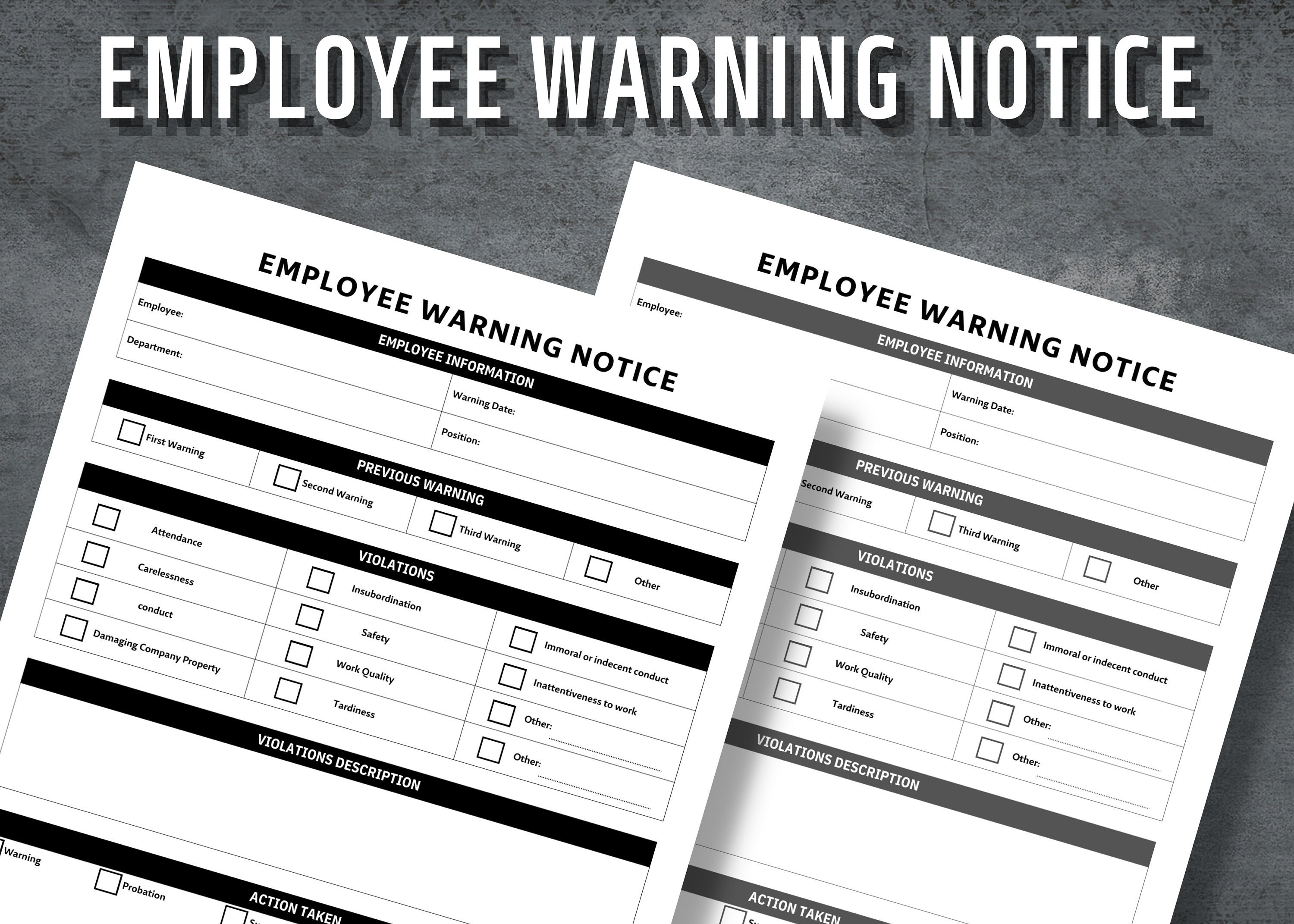 Employee Warning Notice, Warning Notice Sheet, Printable Employee ...