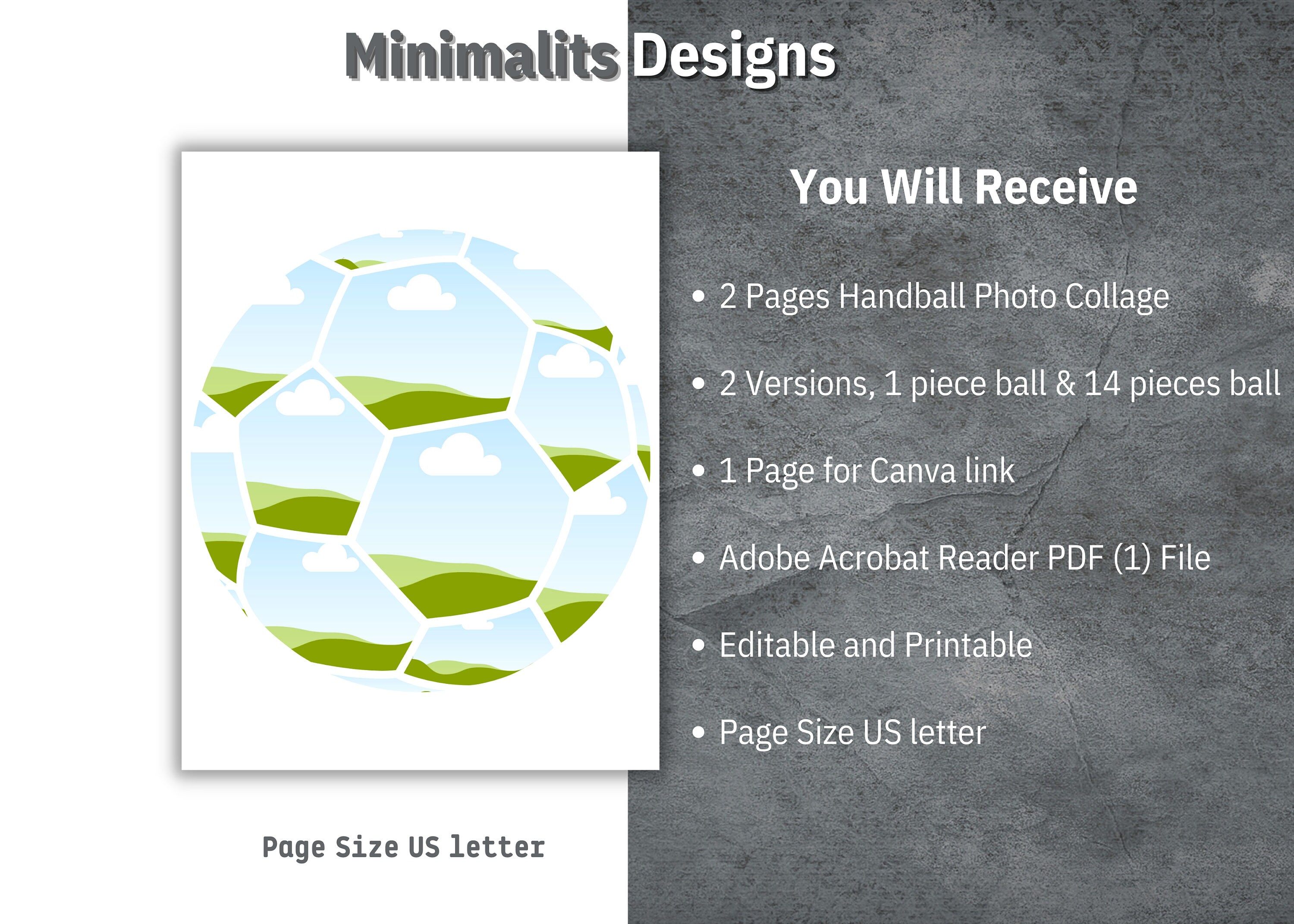 Handball Photo Collage, Editable Canva Template, Handball Canva Frame ...