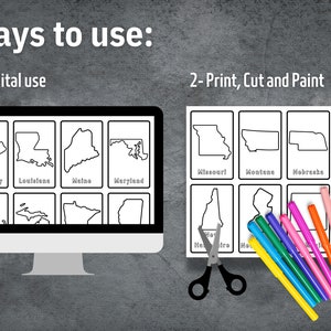 US States Flash Cards, Preschool Flashcards, Printable Montessori Cards ...