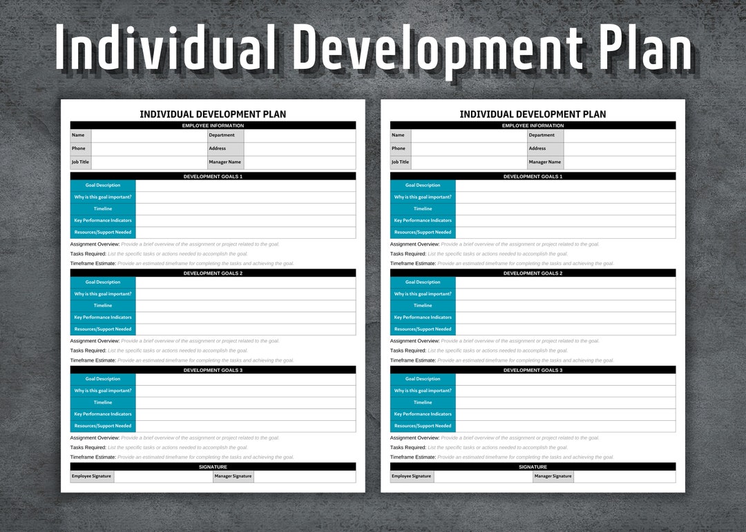 Individual Development Plan, Printable Developing Employees, HR ...