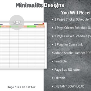 Cricket Schedule Template, Printable Cricket Schedule, Editable Cricket ...