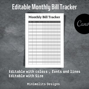 Monthly Bill Tracker Bill Payment Tracker A4 and US Letter - Etsy