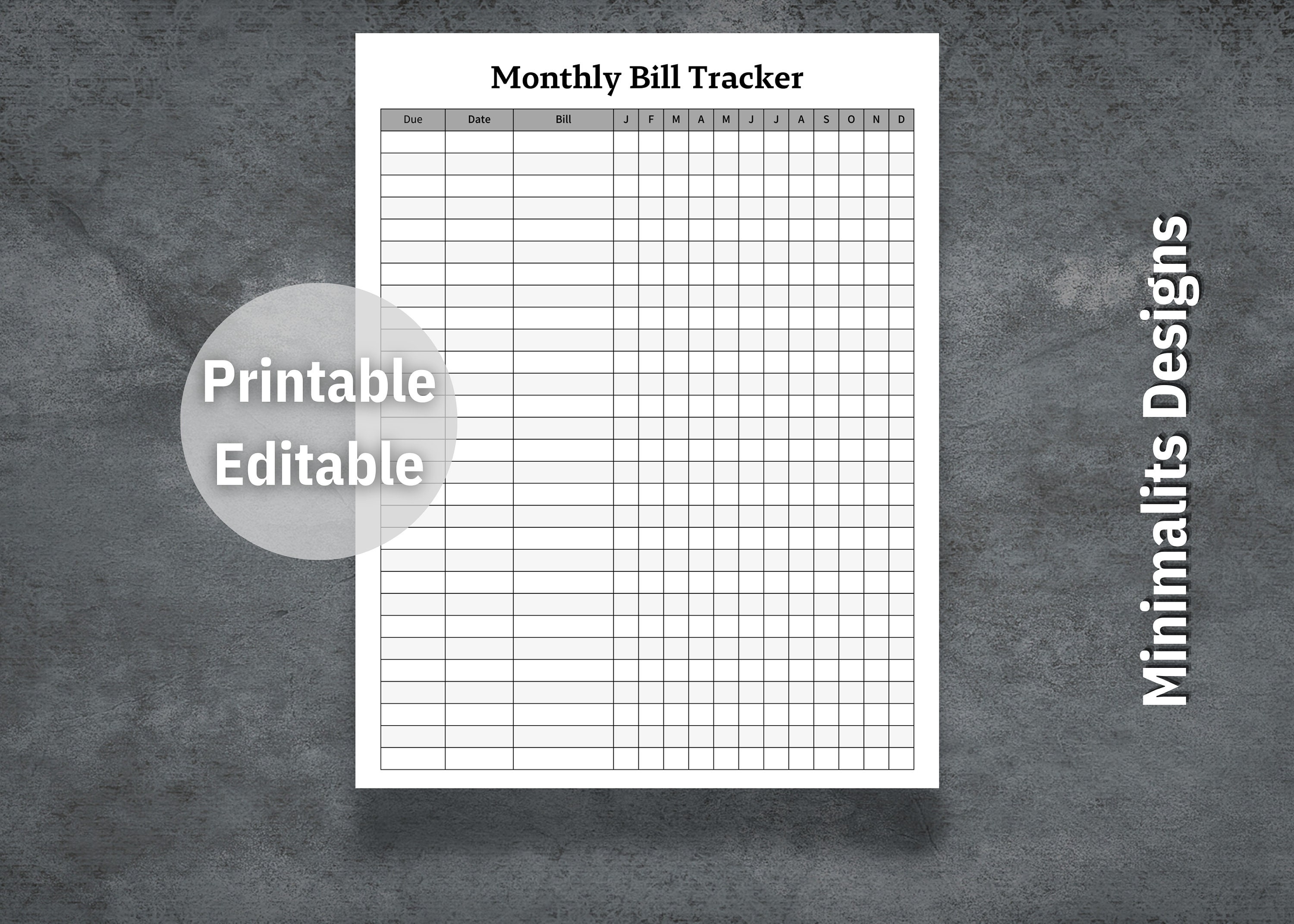 Monthly Bill Tracker, Bill Payment Tracker, Bill Due Planner, Bill Pay ...