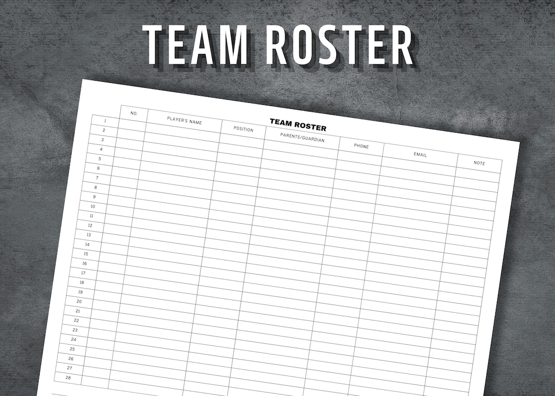 Team Roster, Soccer Team Roster, Printable Team Roster, Sport Roster ...