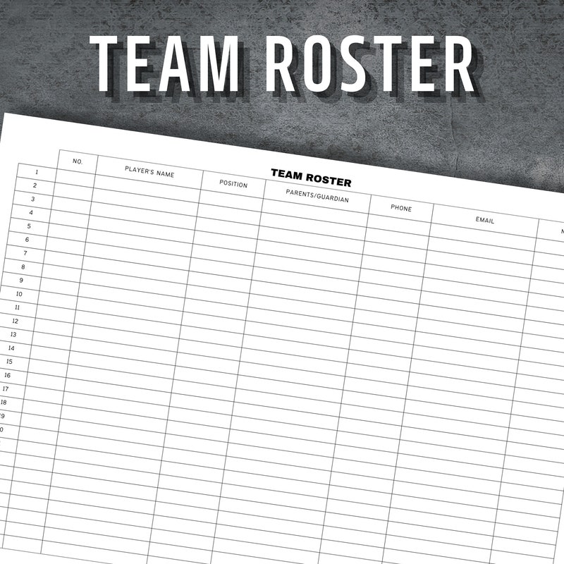 Team Roster Template - Etsy
