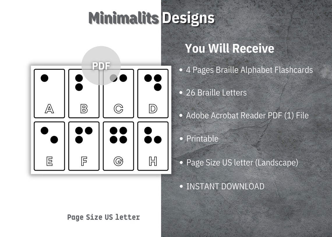 Braille Alphabet Flashcards, Preschool Flashcards, Printable Montessori ...