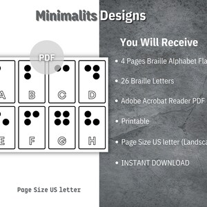 Braille Alphabet Flashcards, Preschool Flashcards, Printable Montessori ...