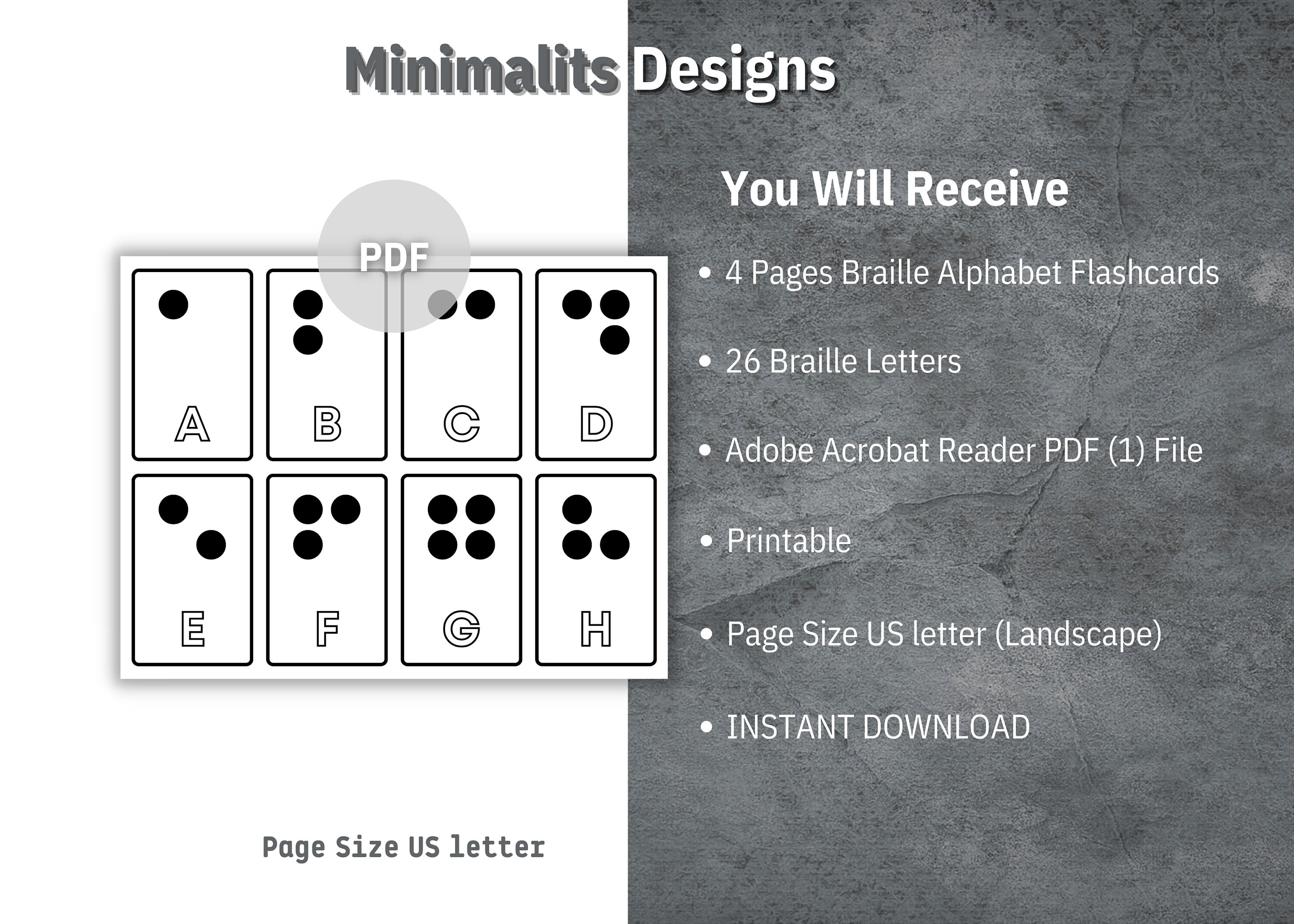 Braille Alphabet Flashcards, Preschool Flashcards, Printable Montessori ...