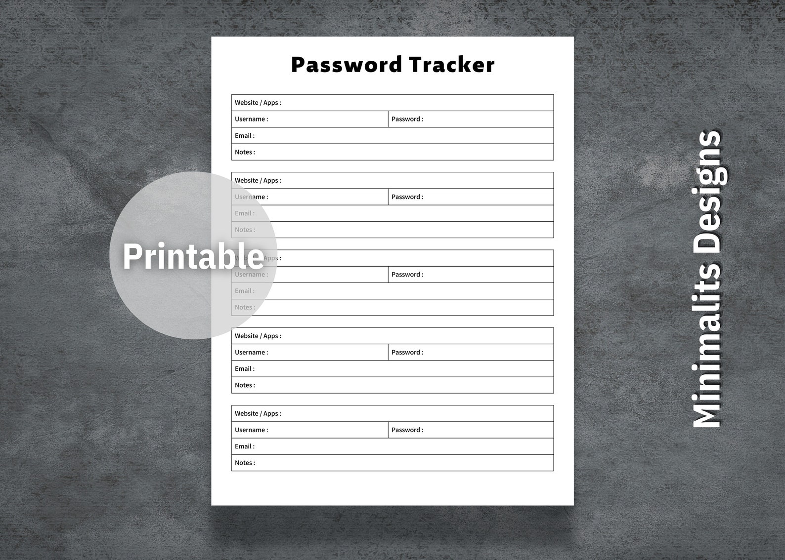 Password Tracker, Password Log, Printable Password Tracker, Password ...