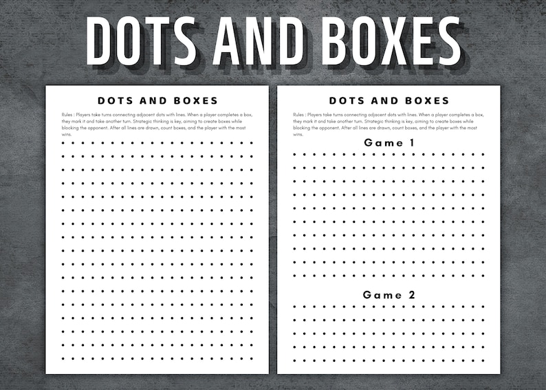 Dots and Boxes Game, Printable Dots Game, Classic Board Game, Printable ...