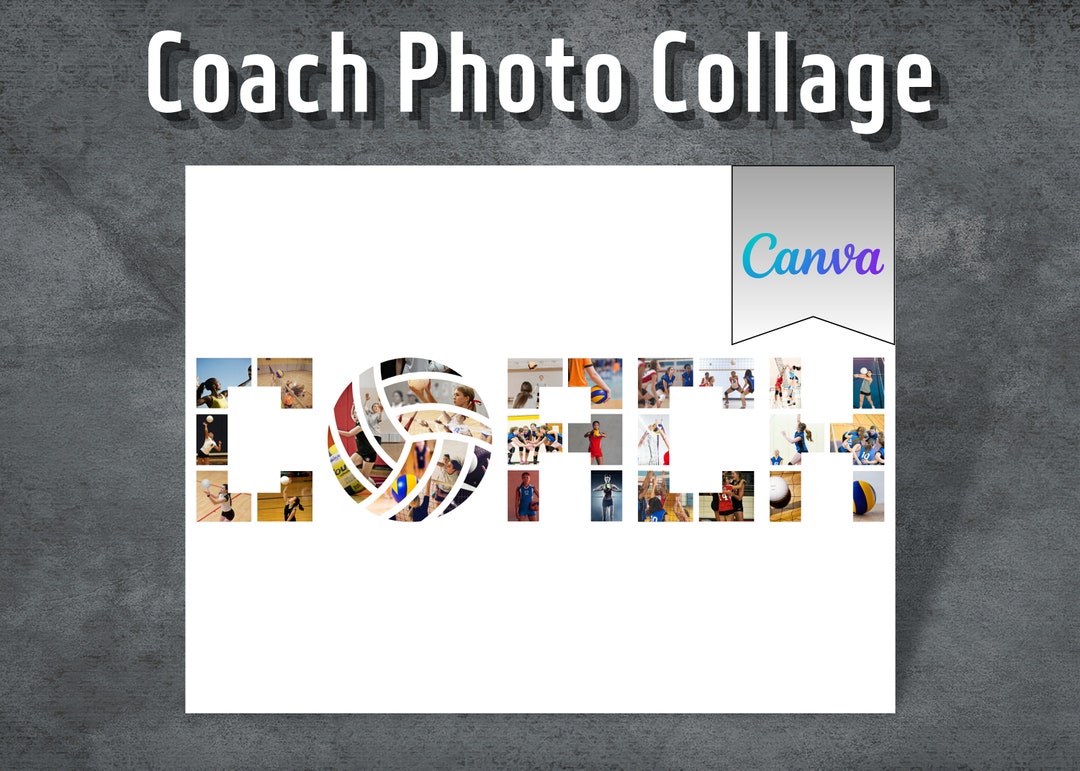 Volleyball Coach Photo Collage, Editable Canva Template, Volleyball ...