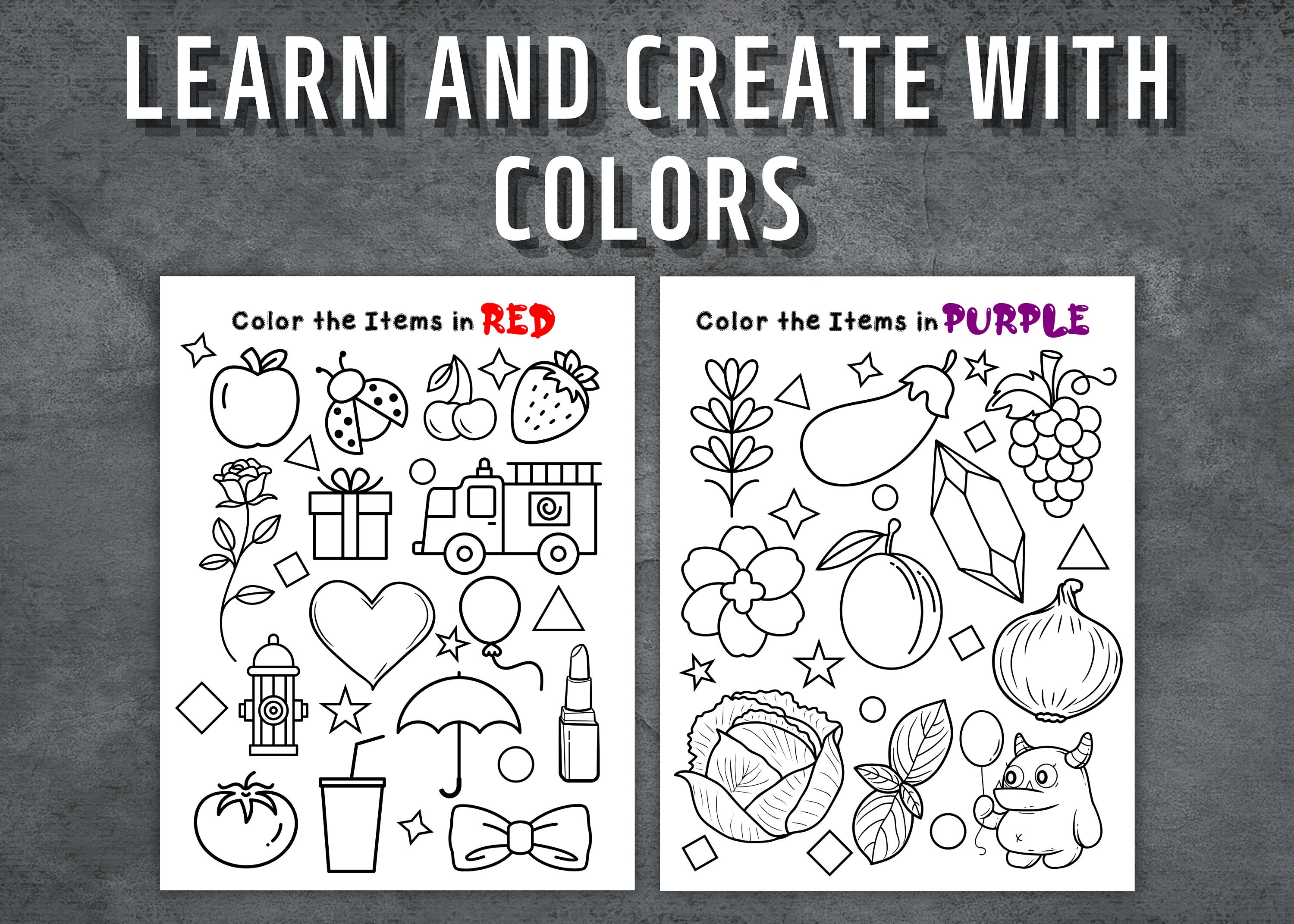 Learn and Create With Colors, Primary Colors Coloring Pages, Printable ...
