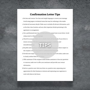 Confirmation Letter, Printable Confirmation Order, Confirming Agreement ...