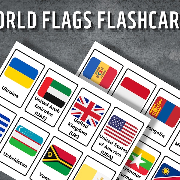 197 Flags Flash Cards - Etsy