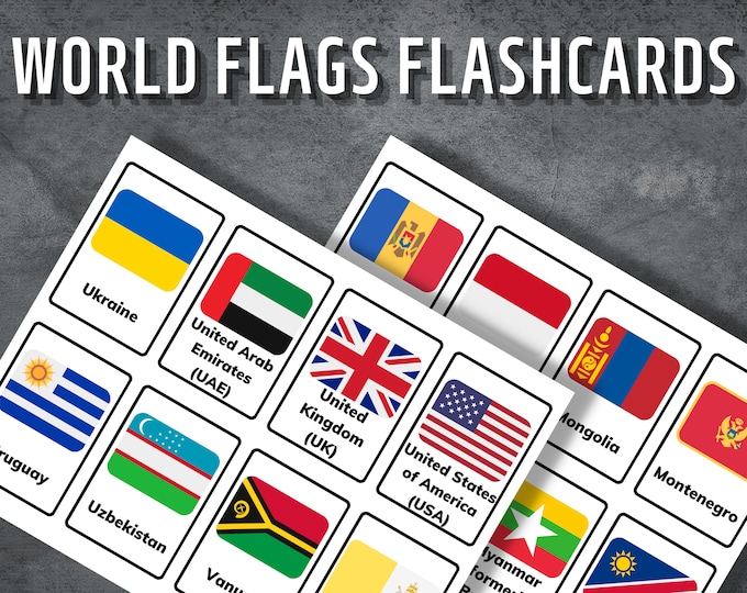 World Flags Flash Cards, Printable Flashcards, United Nations Countries ...