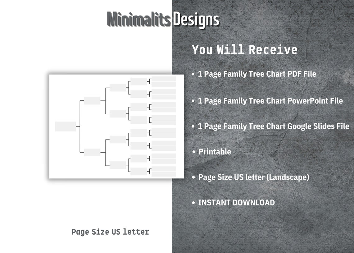 Family Tree Chart Pedigree Chart Template Printable - Etsy