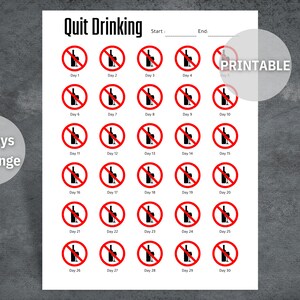 Quit Drinking Challenge, Printable No Alcohol Challenge, Stop Drinking ...