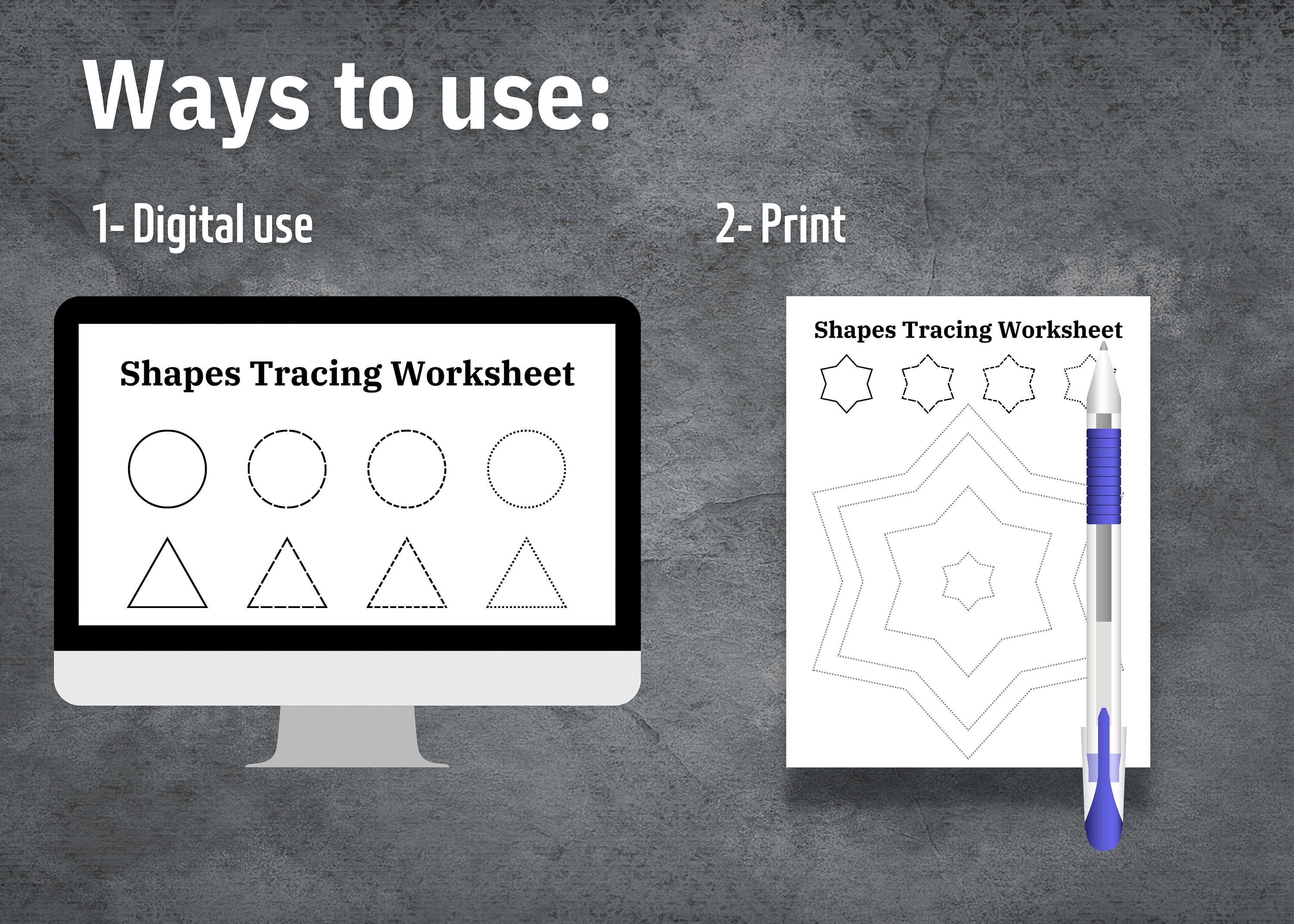 Shapes Tracing Worksheet Basic Shape Pages Geometric Shapes - Etsy