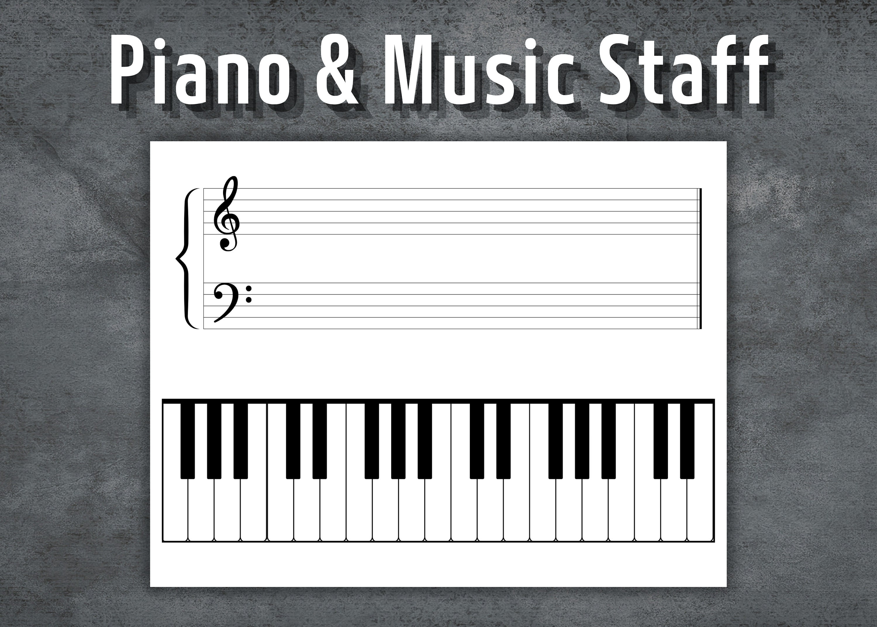 Piano and Music Staff Worksheet, Music Staff With Piano, Piano ...