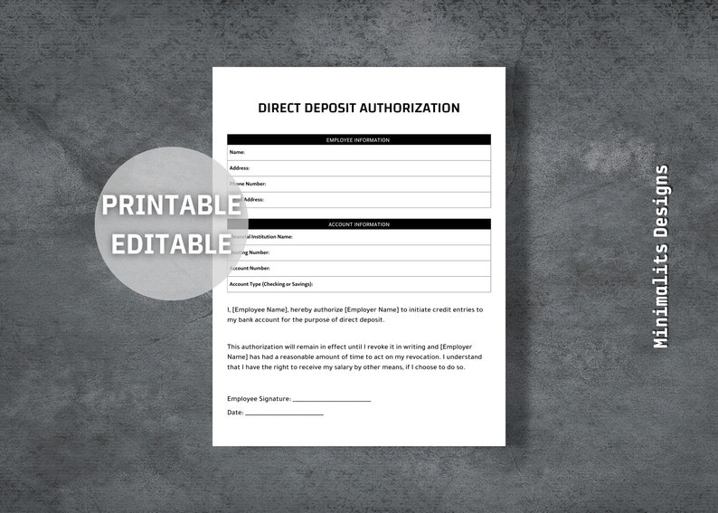 Direct Deposit Authorization, Employee Direct Deposit Authorization ...