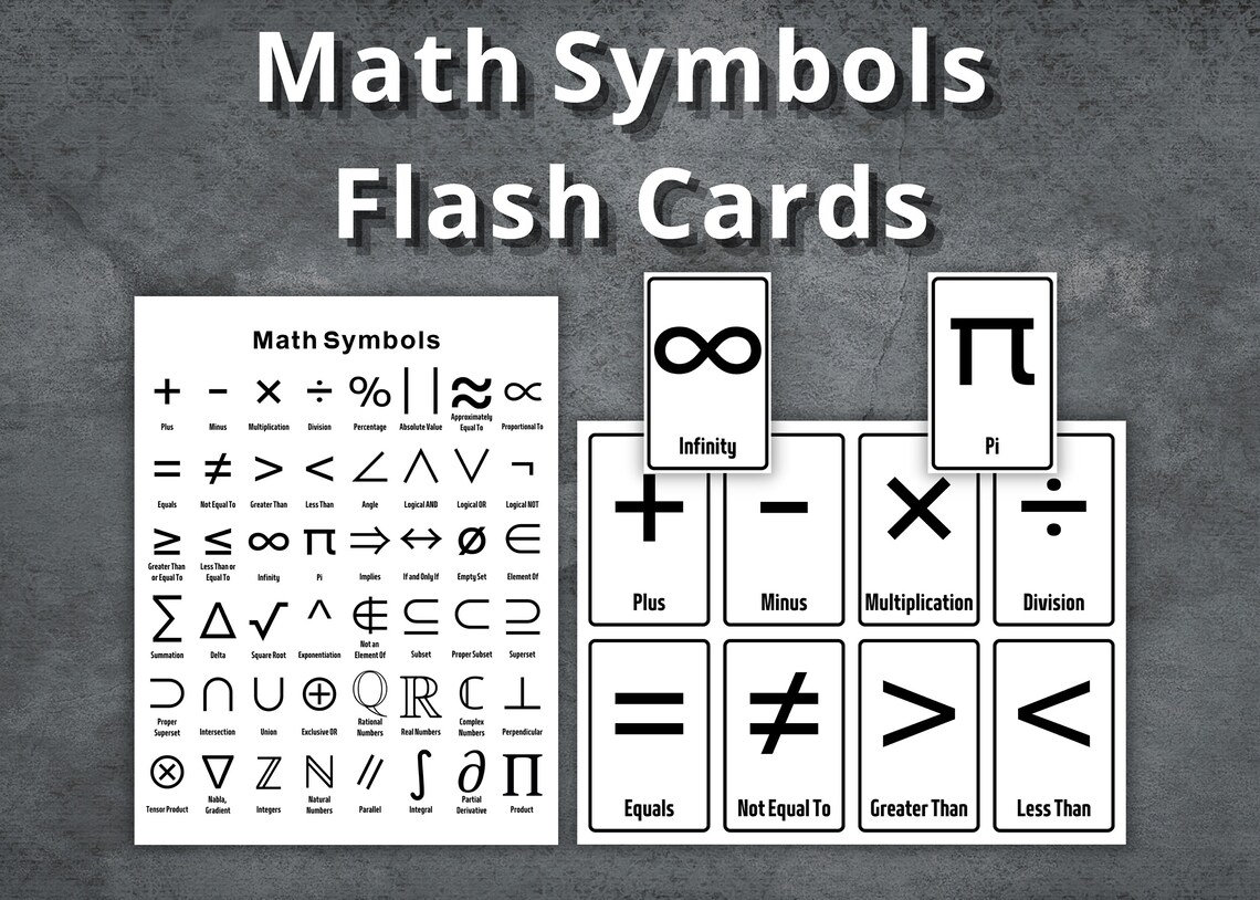 Math Symbols Flash Cards, Nomenclature Cards, Printable Math Symbols ...