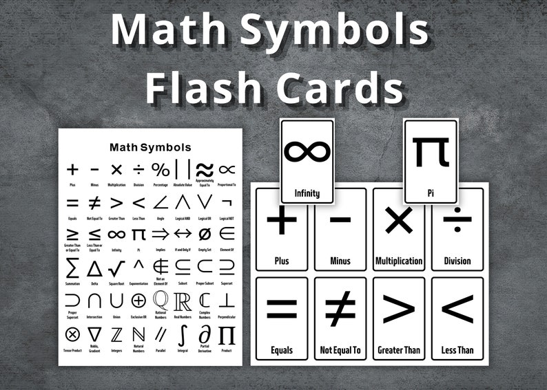 Math Symbols Flash Cards, Nomenclature Cards, Printable Math Symbols ...