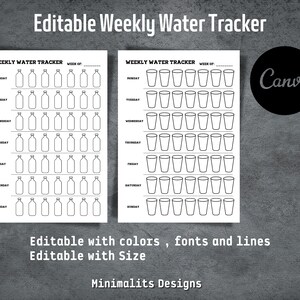 Weekly Water Tracker, Water Log, Printable Water Tracker, Instant ...