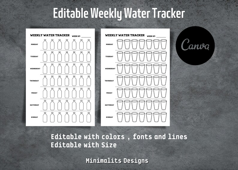 Weekly Water Tracker Water Log Printable Water Tracker - Etsy