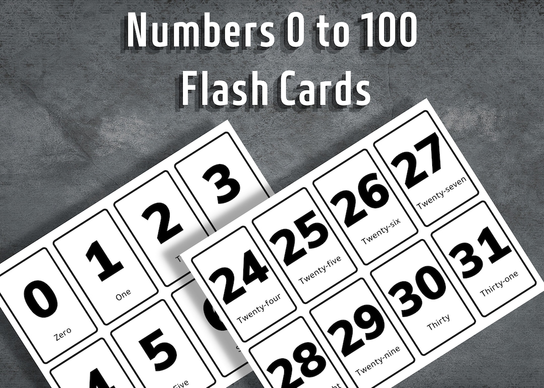 Numbers Flash Cards, Numbers 0 to 100 Flash Cards, Printable Flashcards ...