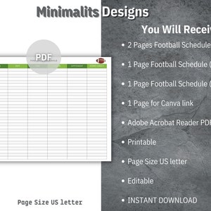 American Football Schedule Template, Printable Football Schedule ...