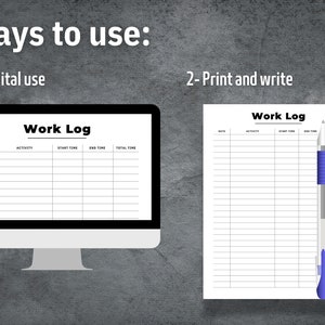 Work Log, Activity Tracker, Editable Work Log Sheet, Time Tracker ...