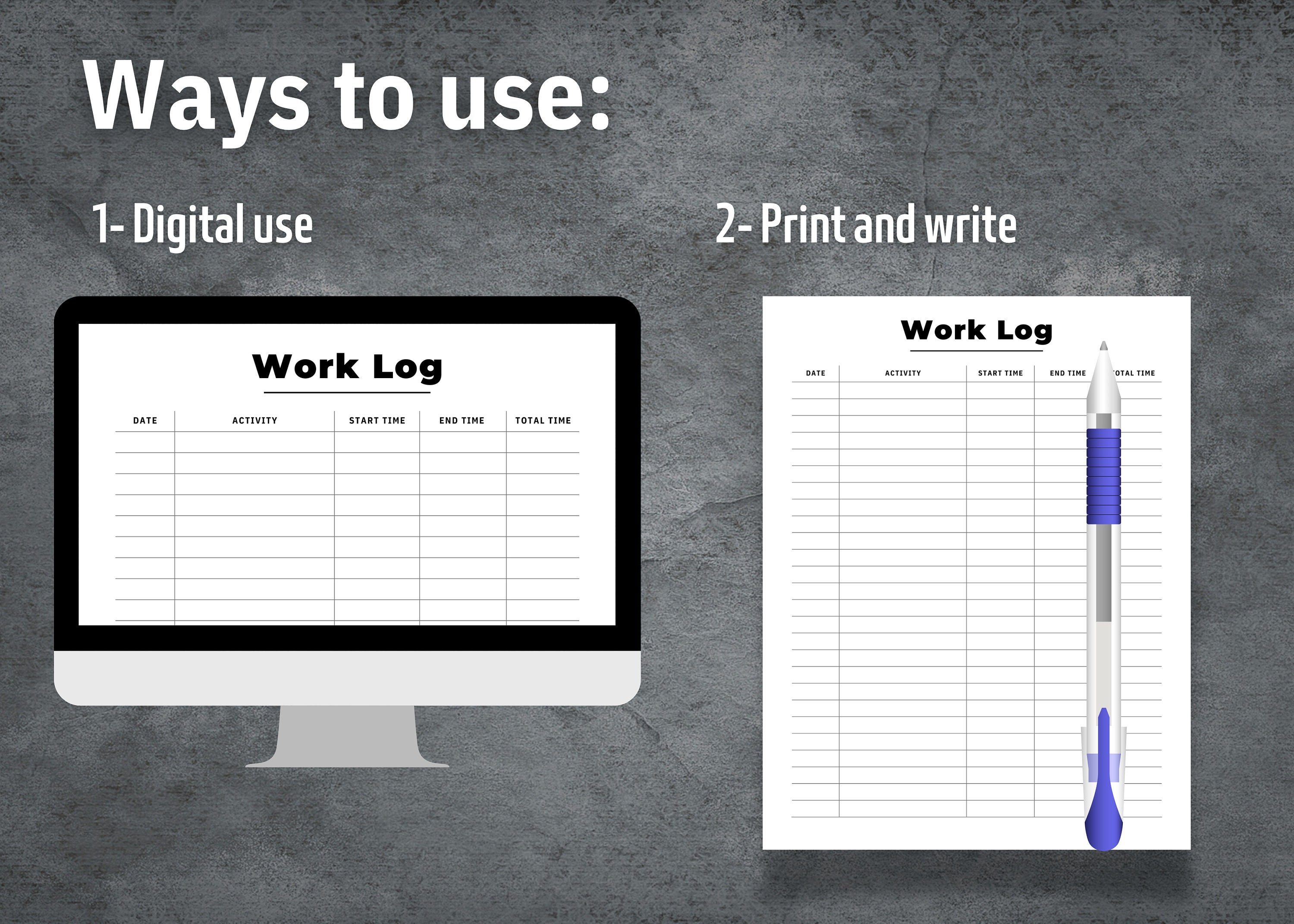 Work Log, Activity Tracker, Editable Work Log Sheet, Time Tracker ...