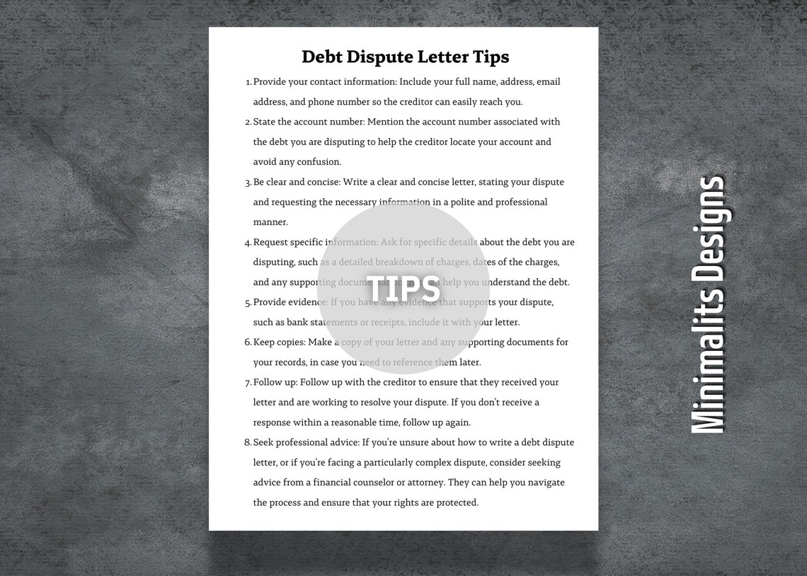 Debt Dispute Letter, Debt Collection Dispute Letter, Printable Debt ...