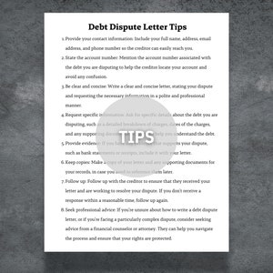 Debt Dispute Letter, Debt Collection Dispute Letter, Printable Debt ...