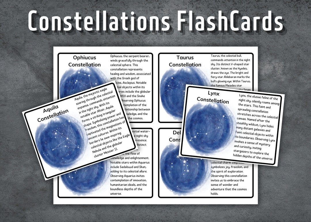 Constellations Flashcards, Preschool Flashcards, Printable Montessori ...