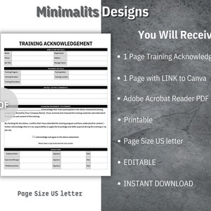 Training Acknowledgement Form, Printable Training Templates, HR ...