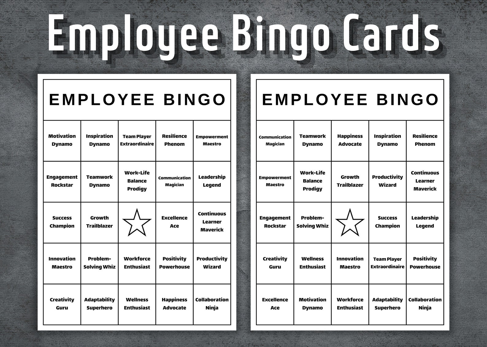 Employee Bingo Cards, Printable Employee Bingo Template, Human ...