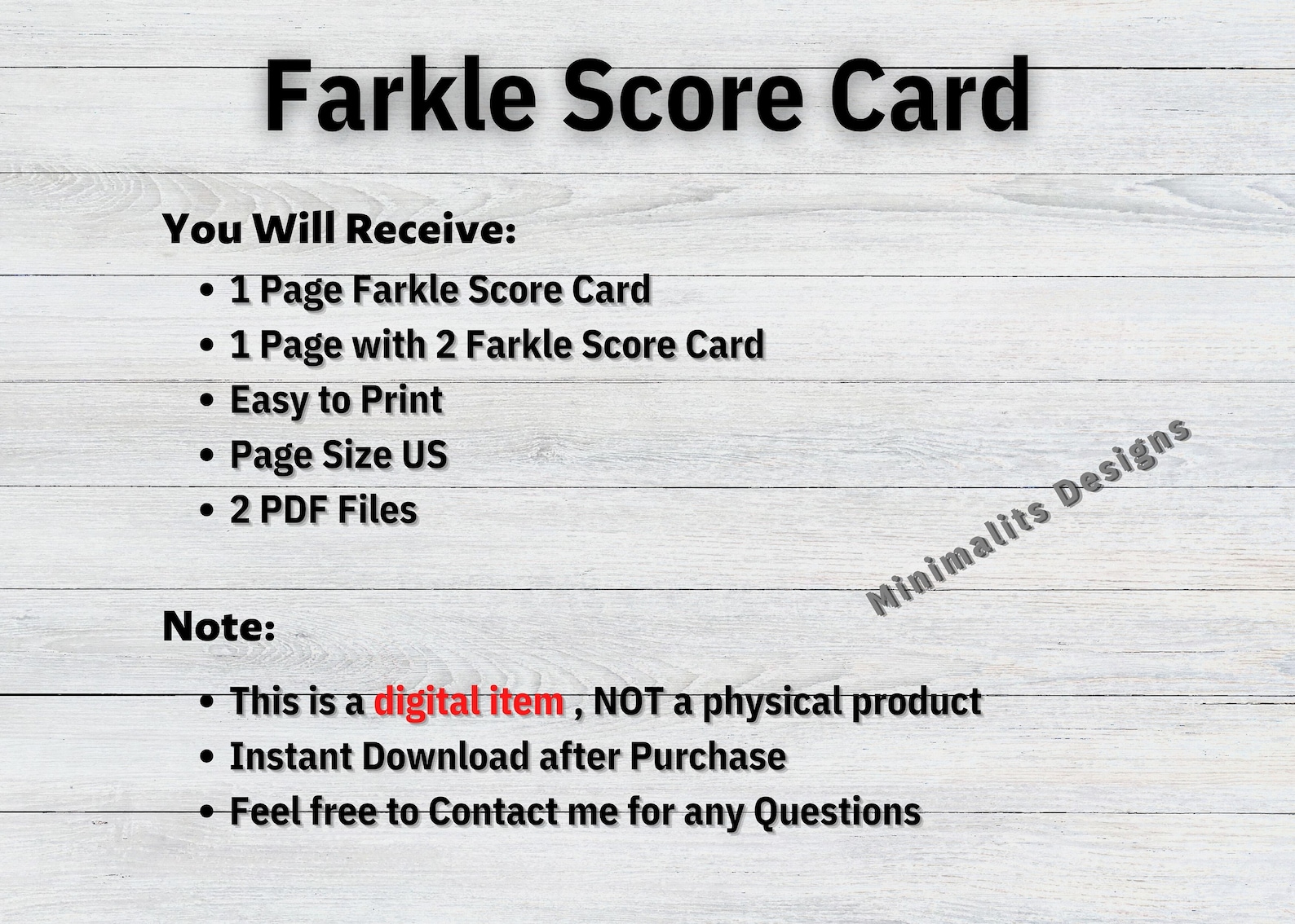 Farkle Score Card, Farkle Score Pad, Dice Game Card, Farkle Game ...