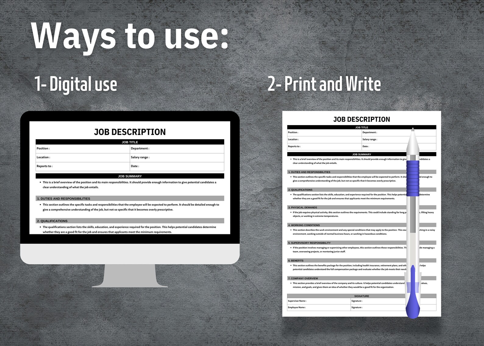 Job Description Template, Editable Job Description, Human Resources ...