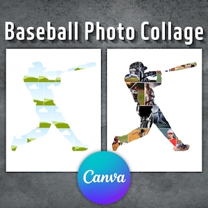 Baseball Photo Collage, Editable Canva Template, Baseball Canva Frame ...