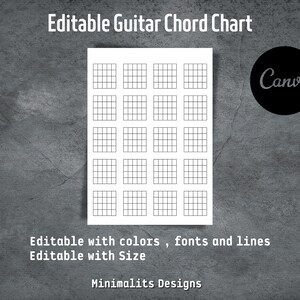 Guitar Chord Chart Guitar Tab Paper Music Sheet Guitar - Etsy