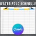 Water Polo Schedule Template, Printable Water Polo Schedule, Editable ...