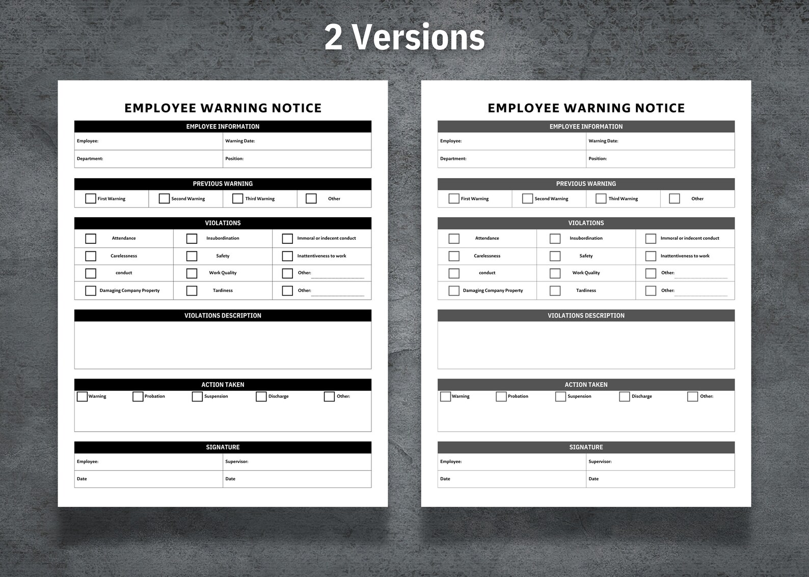 Employee Warning Notice, Warning Notice Sheet, Printable Employee ...