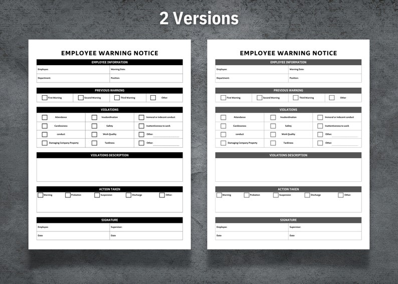Employee Warning Notice, Warning Notice Sheet, Printable Employee ...