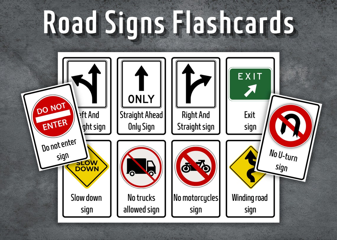 Road Signs Flashcards, Preschool Flashcards, Printable Montessori Cards ...